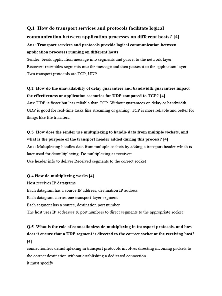Question Bank CN | PDF | Transmission Control Protocol | Port (Computer Networking)
