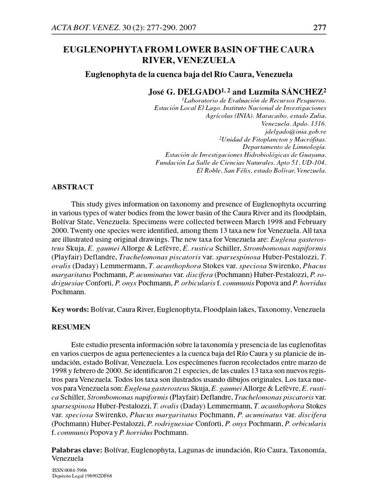 Euglenophyta Venezuela | PDF | River | Earth Sciences