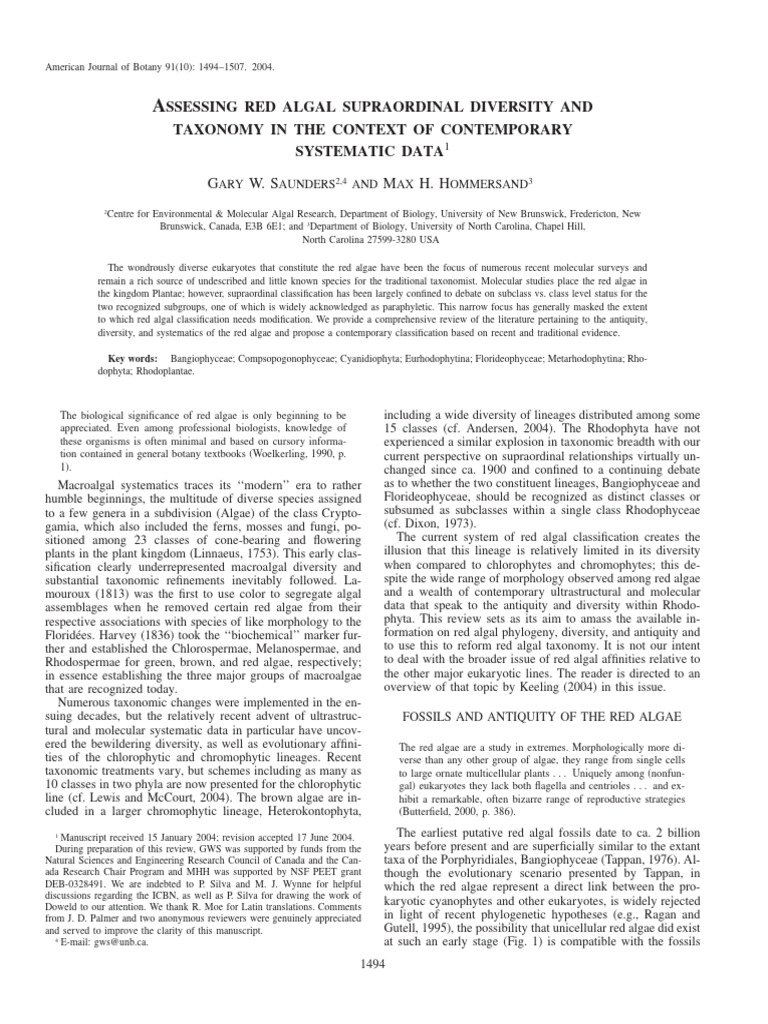 Red Algal Taxonomy | PDF | Algae | Taxonomy (Biology)