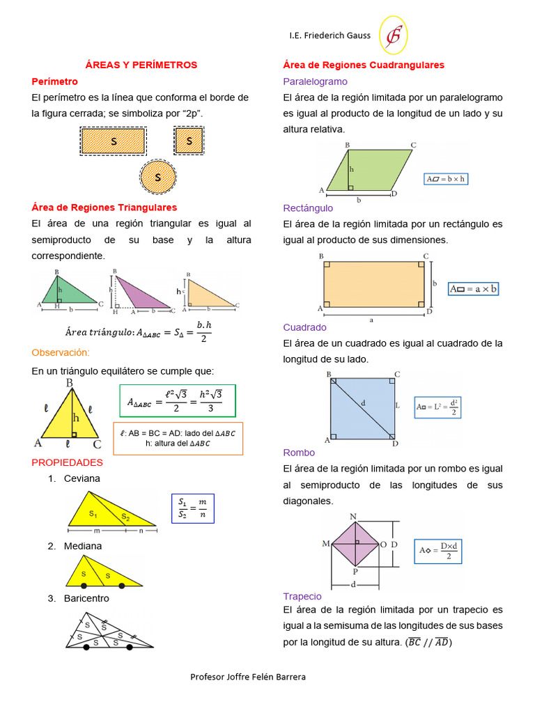 Áreas y Perímetros | PDF | Triángulo | Formas geométricas