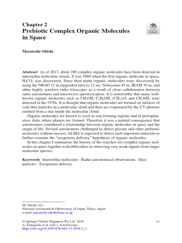 Capitulo 2 (Prebiotic Complex Organic Molecules) | PDF | Abiogenesis ...