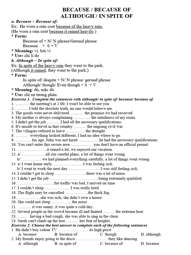 Because - Although | PDF