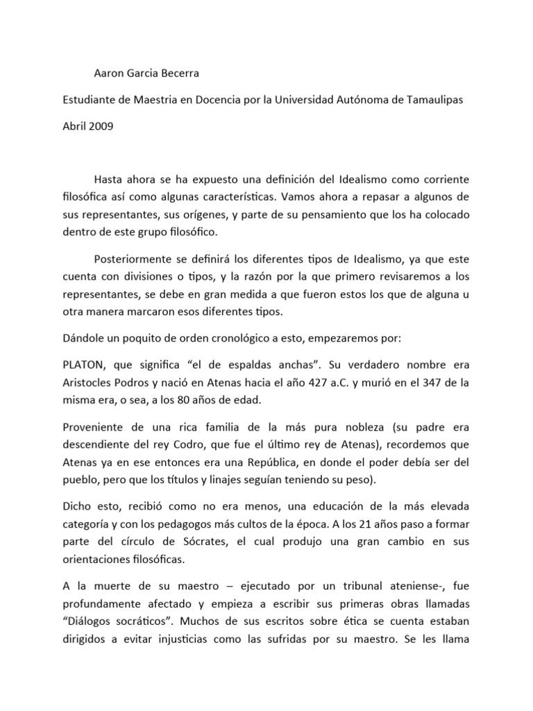 Exposicion Idealismo Aaron | PDF | Immanuel Kant | Metafísica