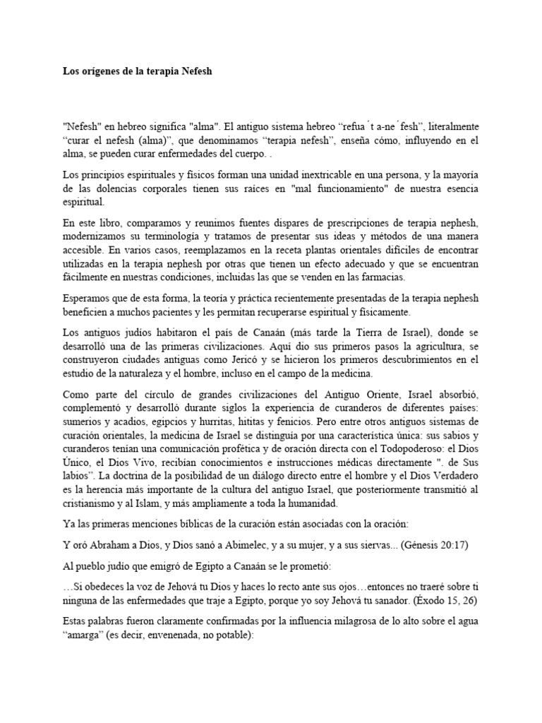 Los Orígenes de La Terapia Nefesh | PDF | Narrativa de la creación del ...