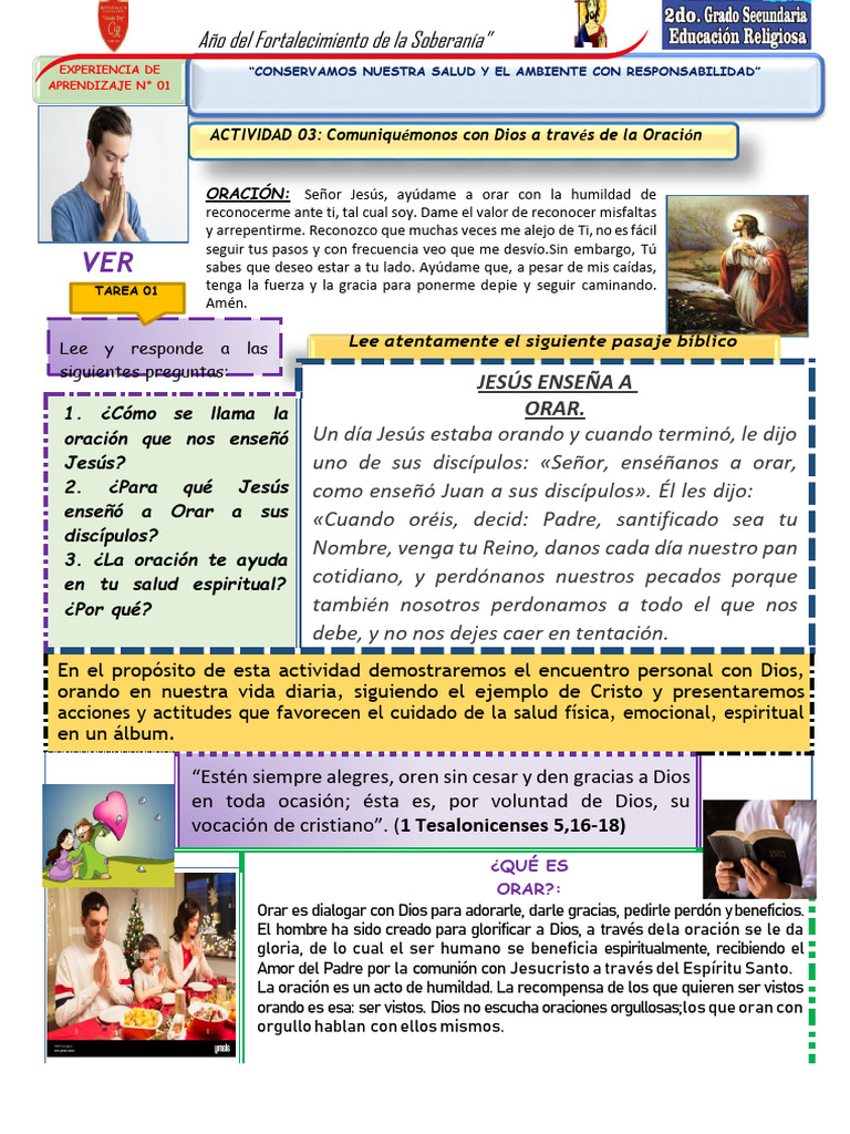 2° ACTIVIDAD SEM 03 LA ORACIÓN (1) Segundo 3 | PDF | Oración | Intercesión