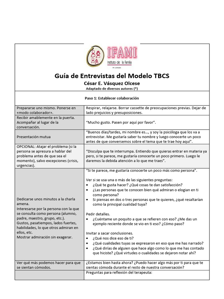 Modelo TBCS - Guía de Entrevista Final | PDF