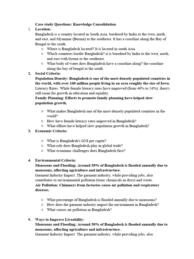 Case Study Fact File Questions | Download Free PDF | Bangladesh | Air ...
