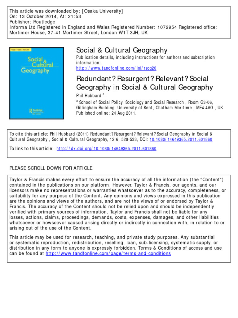 Social & Cultural Geography | PDF | Geography | Crimes