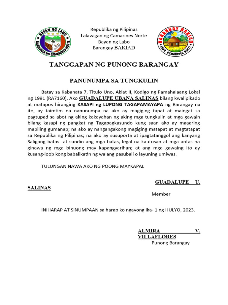 Panunumpa NG Lupon | PDF