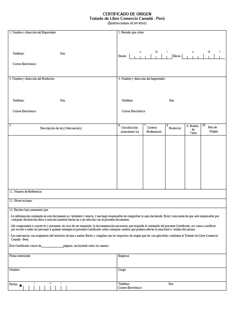 Certificado de Origen | PDF