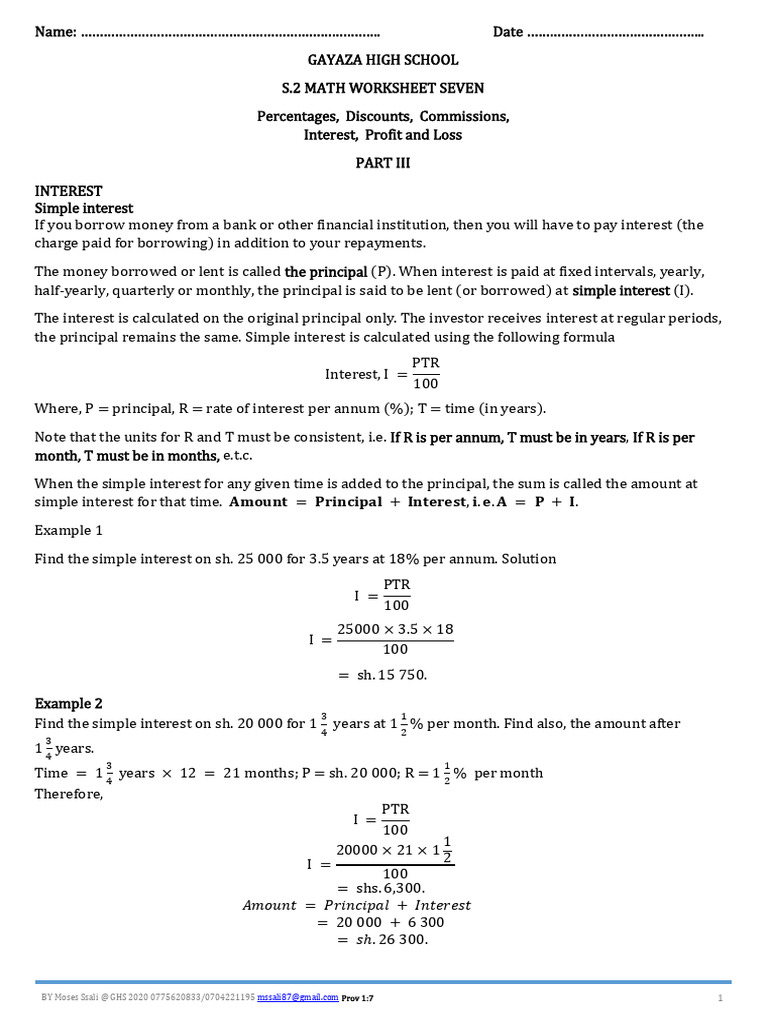 Math s2 Percentage Discounts and Commission Interest Profit and Loss | PDF | Interest | Compound ...