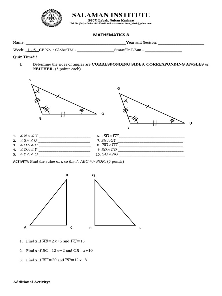 Math Answer Sheet | Download Free PDF | Mathematics | Euclidean Plane ...