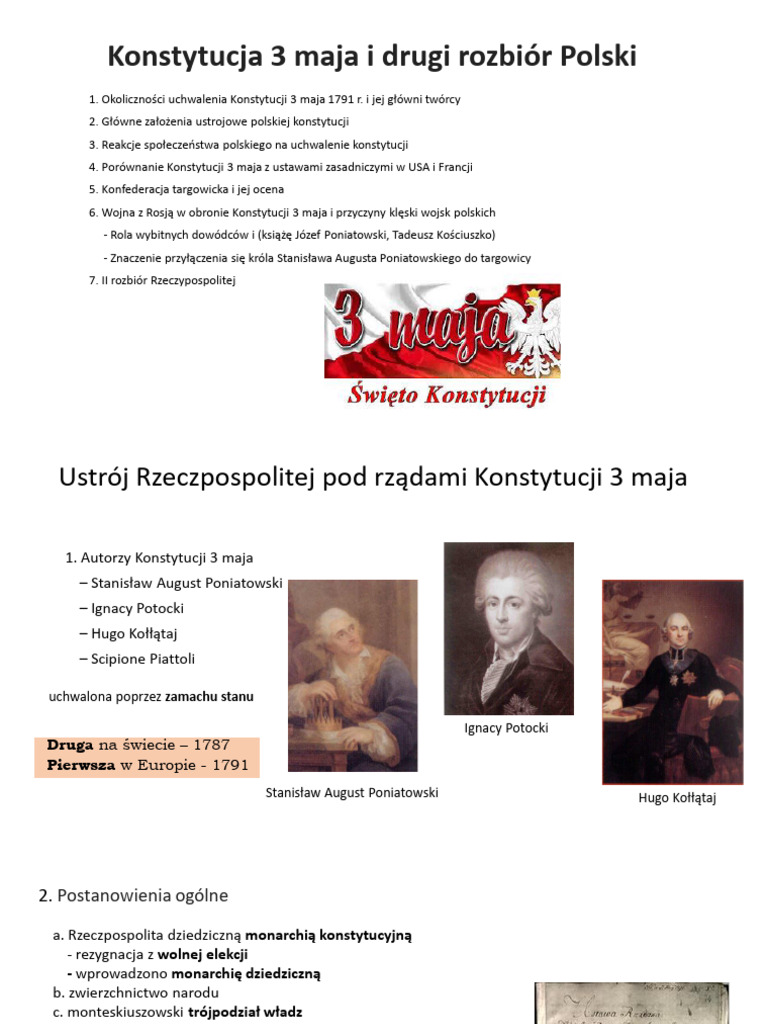 Konstytucja 3 Maja I Drugi Rozbiór Polski (2asp) | PDF