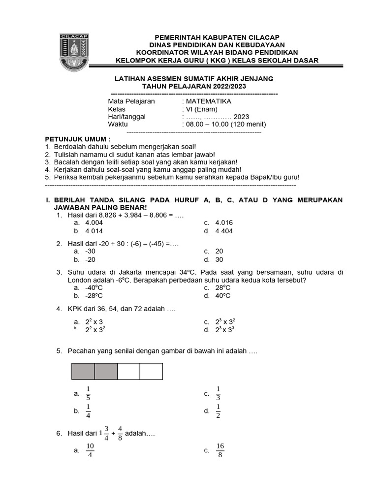 Latihan ASAJ 2 - Matematika | PDF