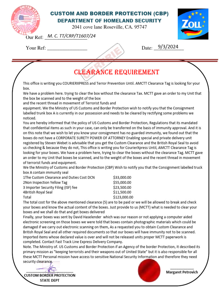 Clearance Requirement: M. C. TT/CRP/T1607/24 | Download Free PDF ...