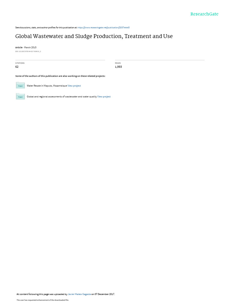 Global Wastewater and Sludge Production Treatment | Download Free PDF ...