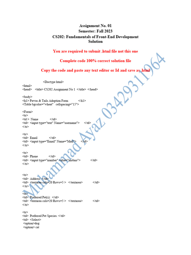 Assignment No1 Solution Cs202 | PDF | Computers