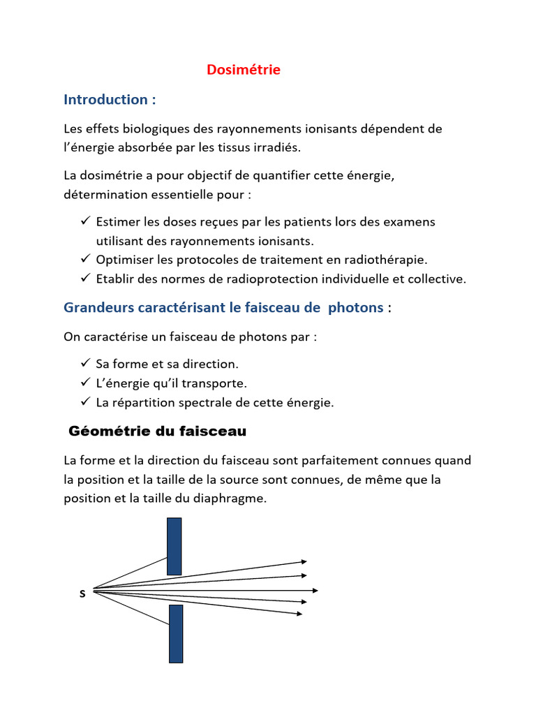 Concepts clés de la dosimétrie | PDF | Dose absorbée | Ion
