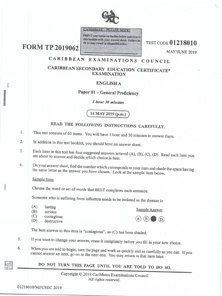 English P1 2019 | PDF