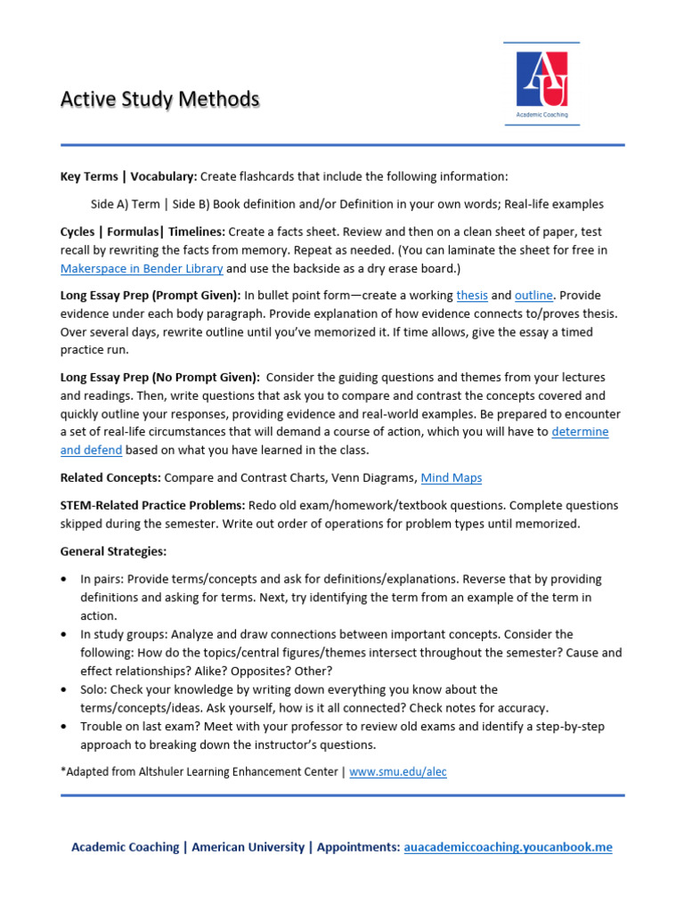 Active Study Methods | PDF