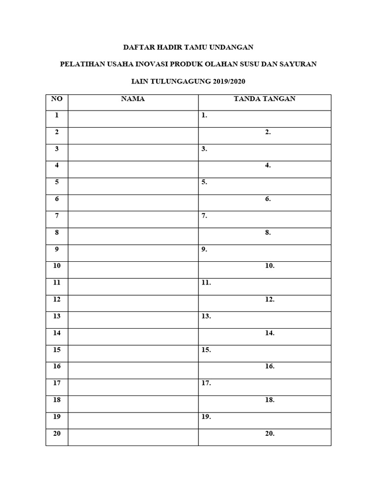 Daftar Hadir Tamu Undangan | PDF