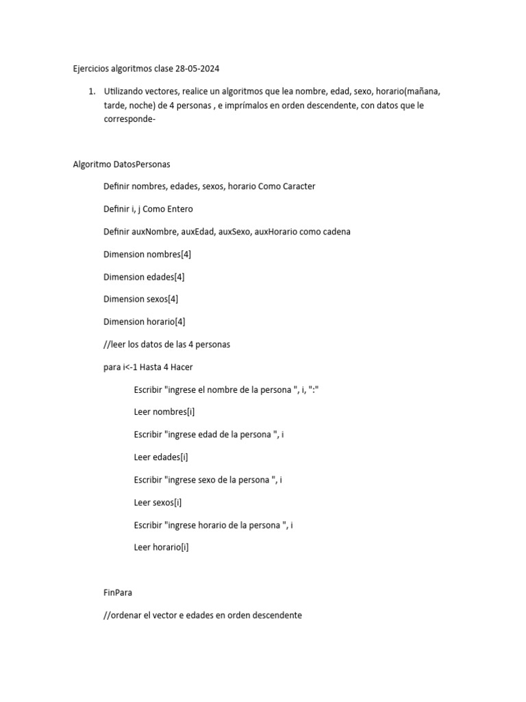 Ejercicios Algoritmos Clase 28 Descargar Gratis Pdf Algoritmos Matemáticas Aplicadas