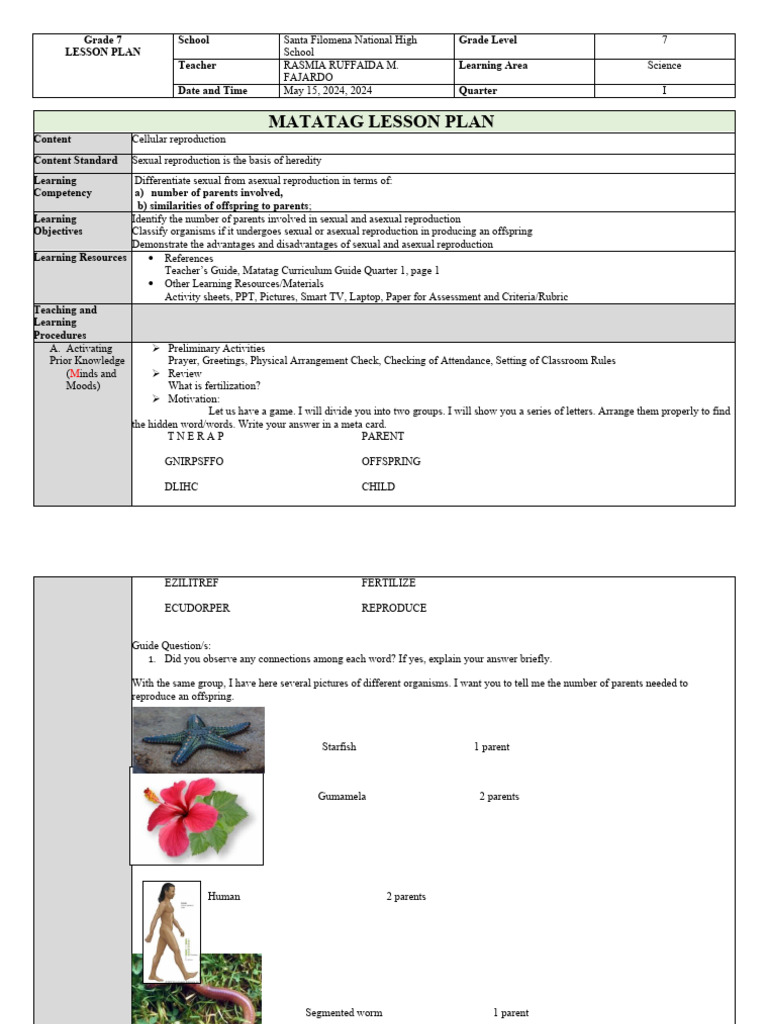 MATATAG-LP DEMO Final | PDF | Reproduction | Sexual Reproduction