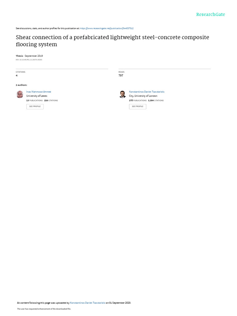 Shear Connection of A Prefabricated Lightweight Steel-Concrete ...