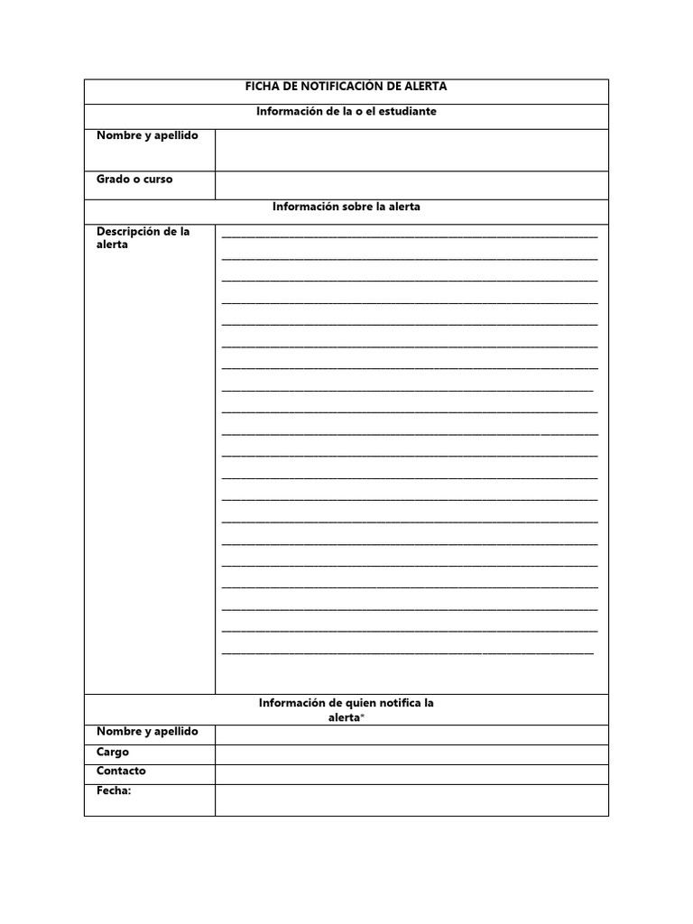 Ficha de Notificación de Alerta | PDF