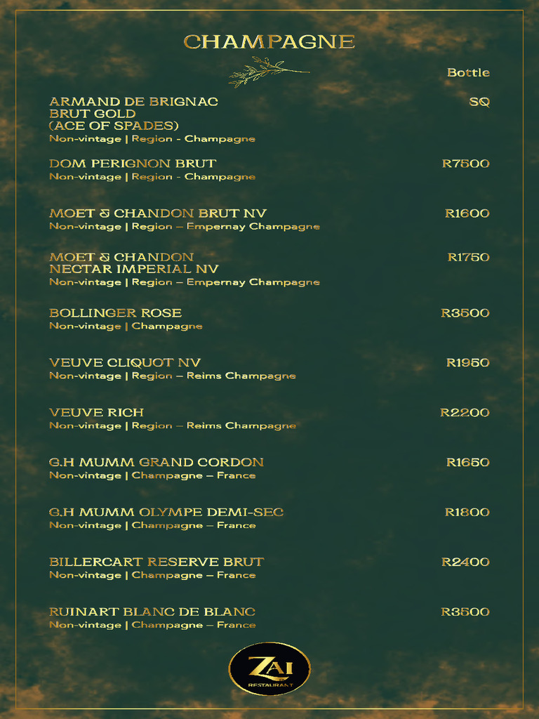 Zai Summer Drinks Menu 2022 Min | PDF | Champagne | Grape