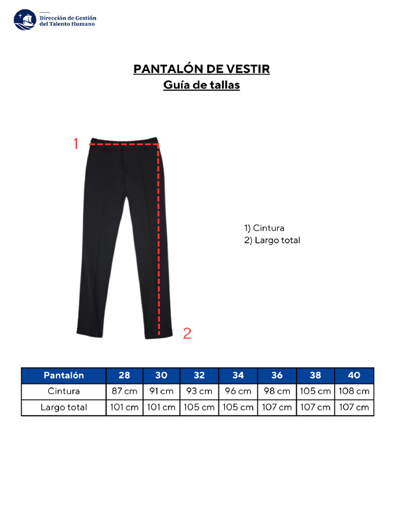 01-Guia Tallas Pantalón | PDF