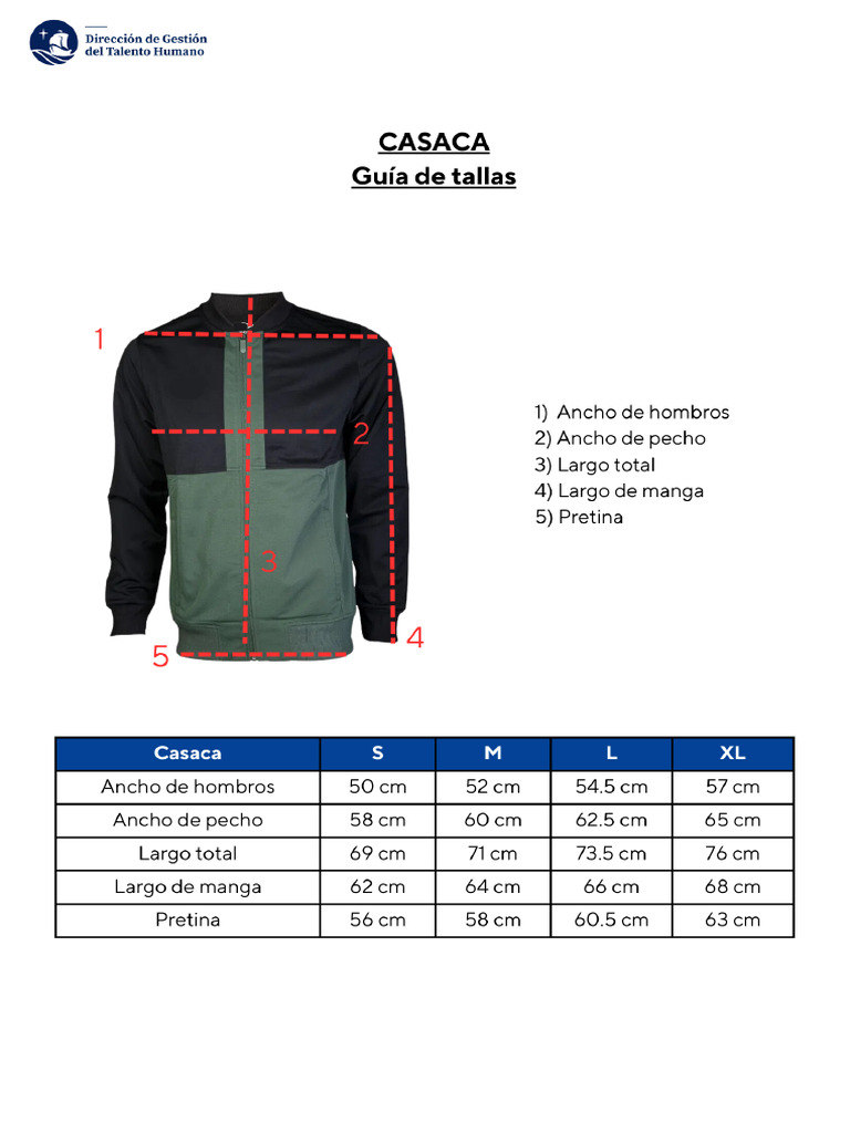 04-Guía Tallas Casaca | PDF
