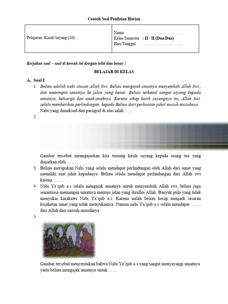 Pelajaran 10 Soal Ulangan Harian PAI Kelas 2 SD | PDF