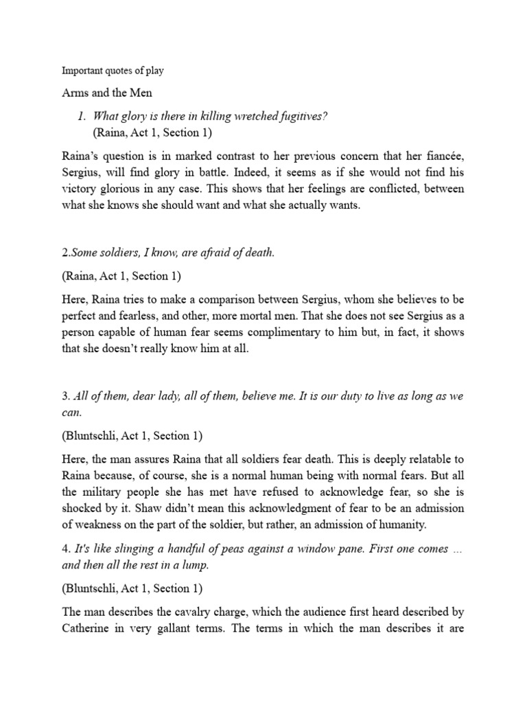 Quotes and Symbols of Arms and The Men | PDF