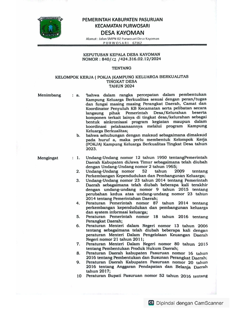 Kayoman - SK Pokja Kampung KB 2024 | PDF