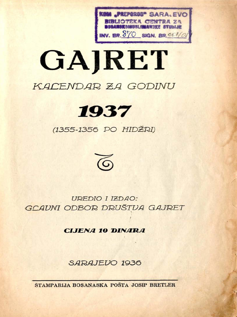 Kalendar Gajret 1937 | PDF