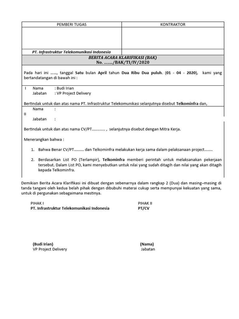 Berita Acara Klarifikasi SAP 2 | PDF