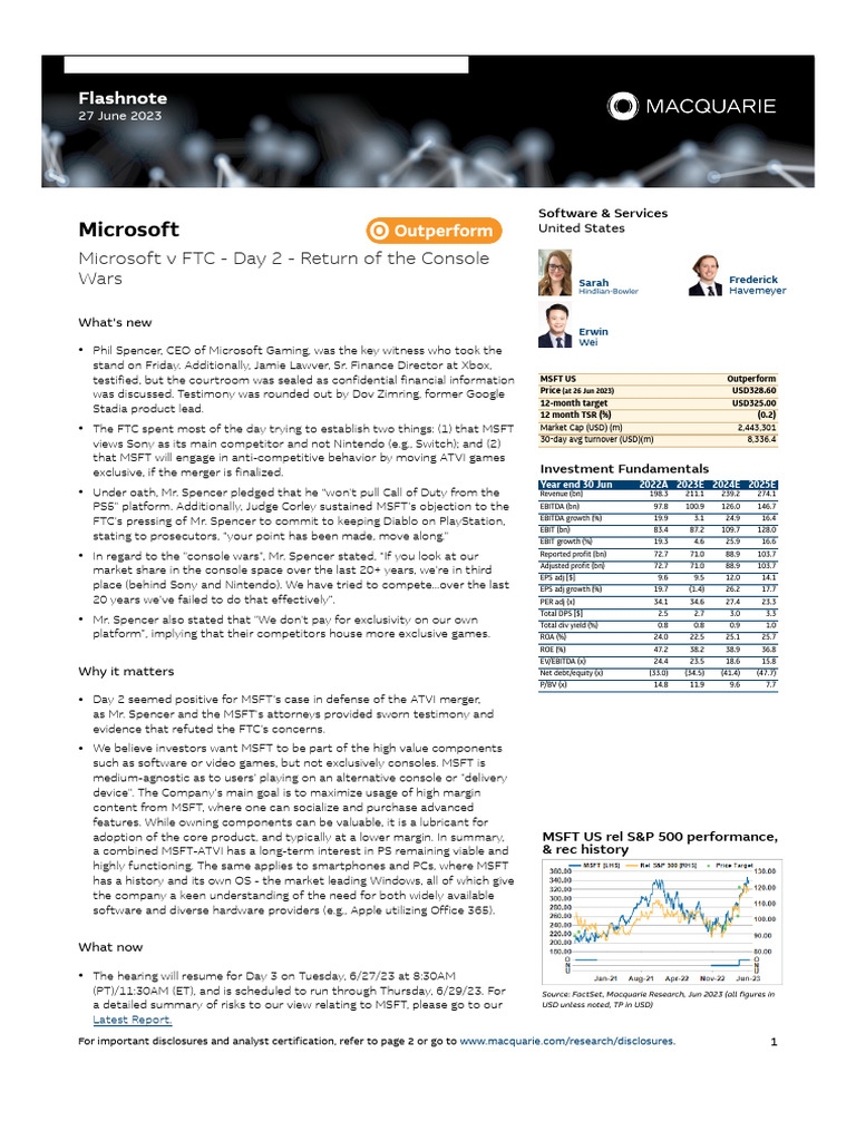 MQ 20230627 Microsoft | PDF | Microsoft | Computing