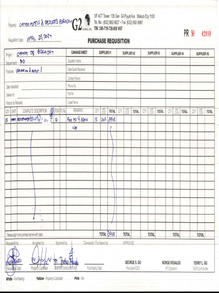 FO Purchase Requisition APRIL 25, 2024 | PDF