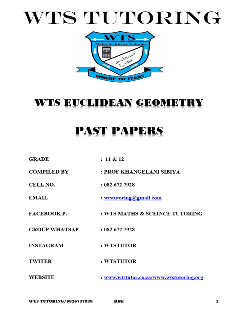 2022 Wts 12 Euclidean Geometry Questions | Download Free PDF | Mathematics