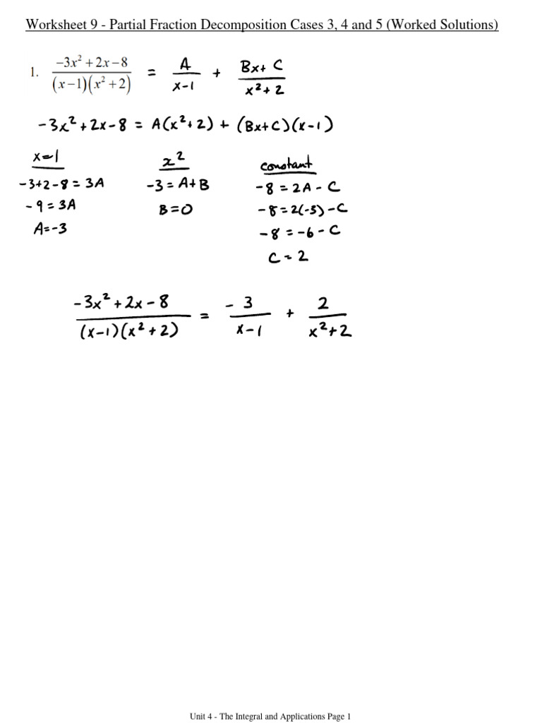 Partial Fraction Decomposition Cases 3, 4 and 5 (Worked Solutions) | PDF | Business | Technology ...