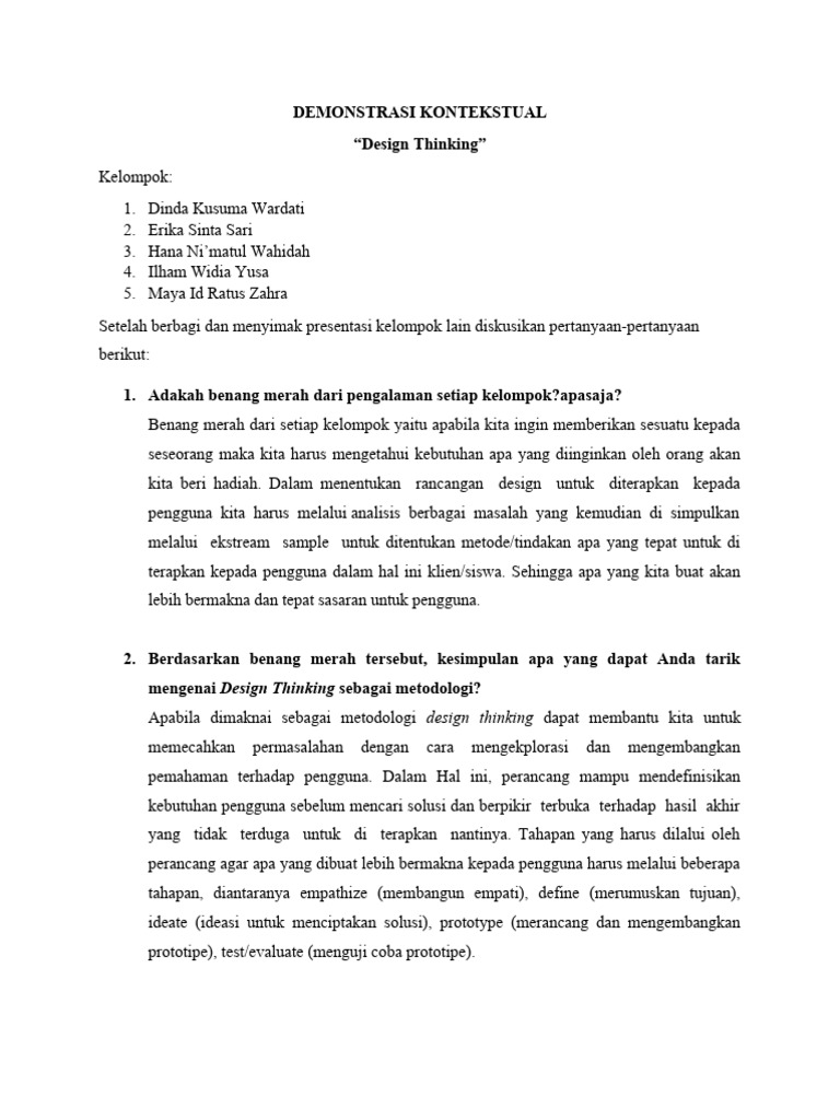 Demonstrasi Kontekstual Design Thinking Topik 1 | PDF | Karier & Perkembangan | Komputer