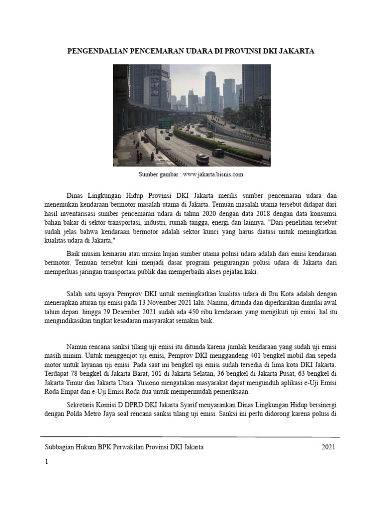 Catber Pengendalian Pencemaran Udara Jakarta | PDF | Teknologi & Rekayasa