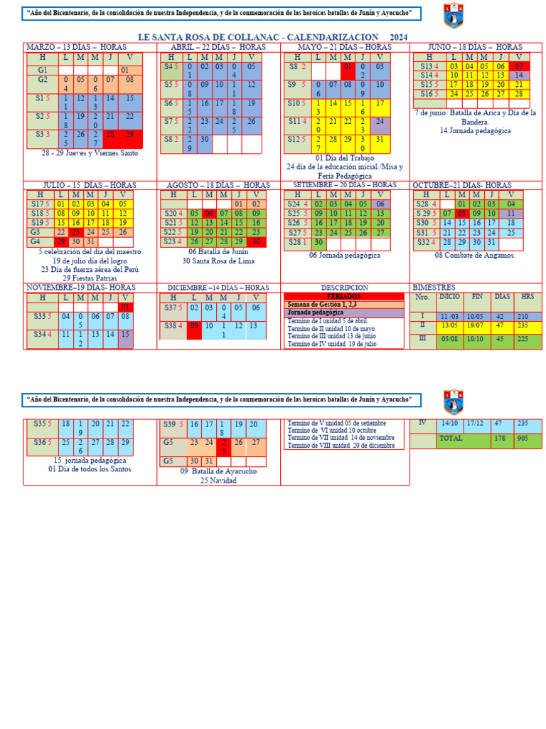 Calendarizacion 2024 | PDF