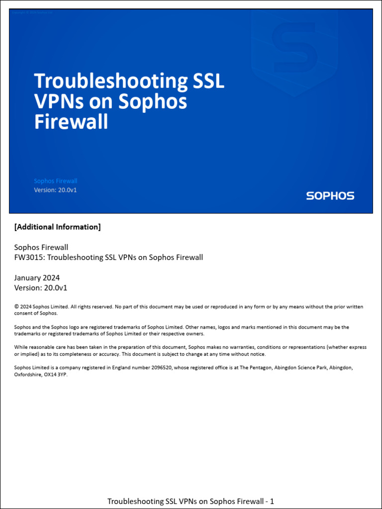 FW3015 20.0v1 Troubleshooting SSL VPNs On Sophos Firewall | PDF | Virtual Private Network ...