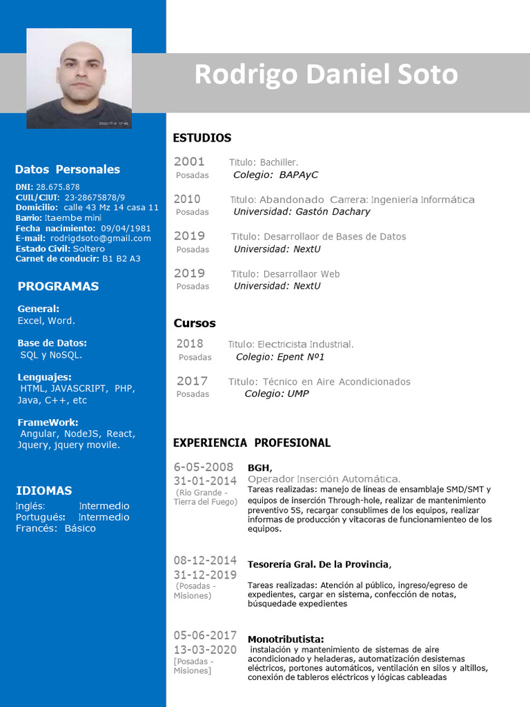 Perfil Profesional de Rodrigo Soto | PDF | Ingeniería de software ...