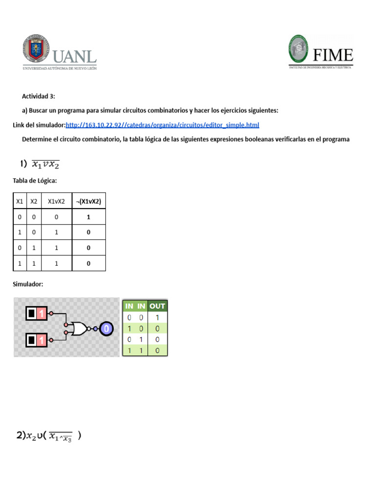 Tarea 3 Circuitos Combinatorios | PDF | Álgebra de Boole | Enseñanza de matemática