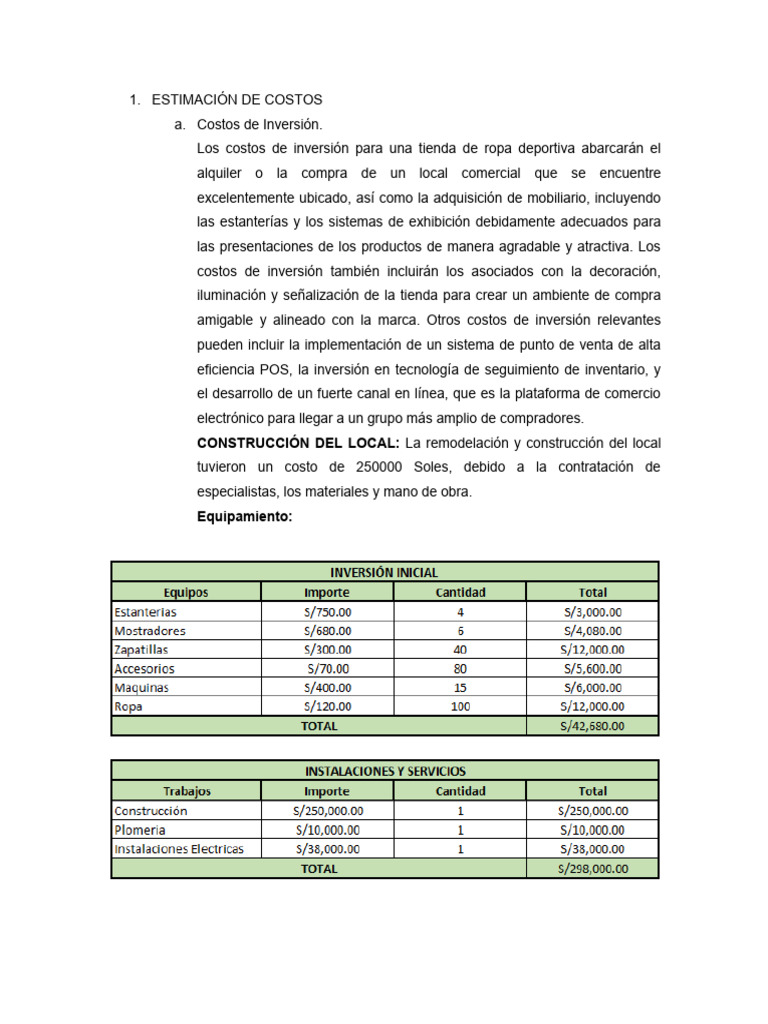 ESTIMACIÓN DE COSTOS - Avance 2 | PDF | Presupuesto | Negocios económicos