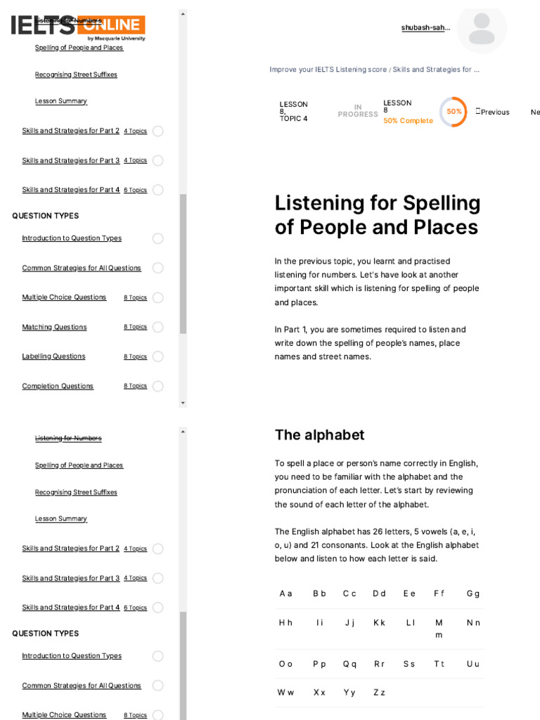 Topic - Spelling of People and Places | PDF | Alphabet | English Language