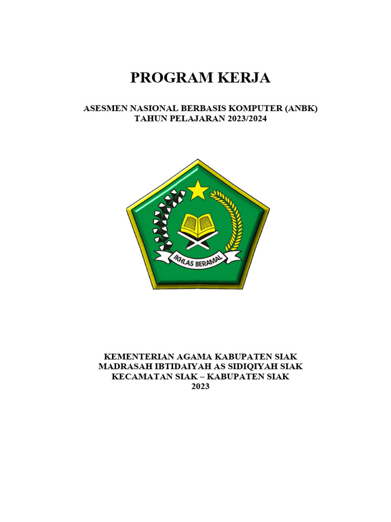 Program Kerja ANBK 2023/2024 Siak | PDF | Seni